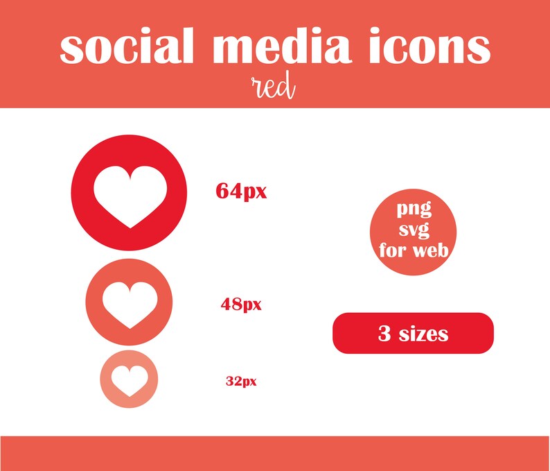 Red Monochromatic Social Media Icons - Web and Print Ready - Bundle ...