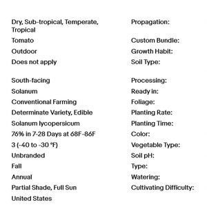 Atkinson Tomato Seed Tomatoes Garden Seeds Loves Humid Weather 0.25gr ...