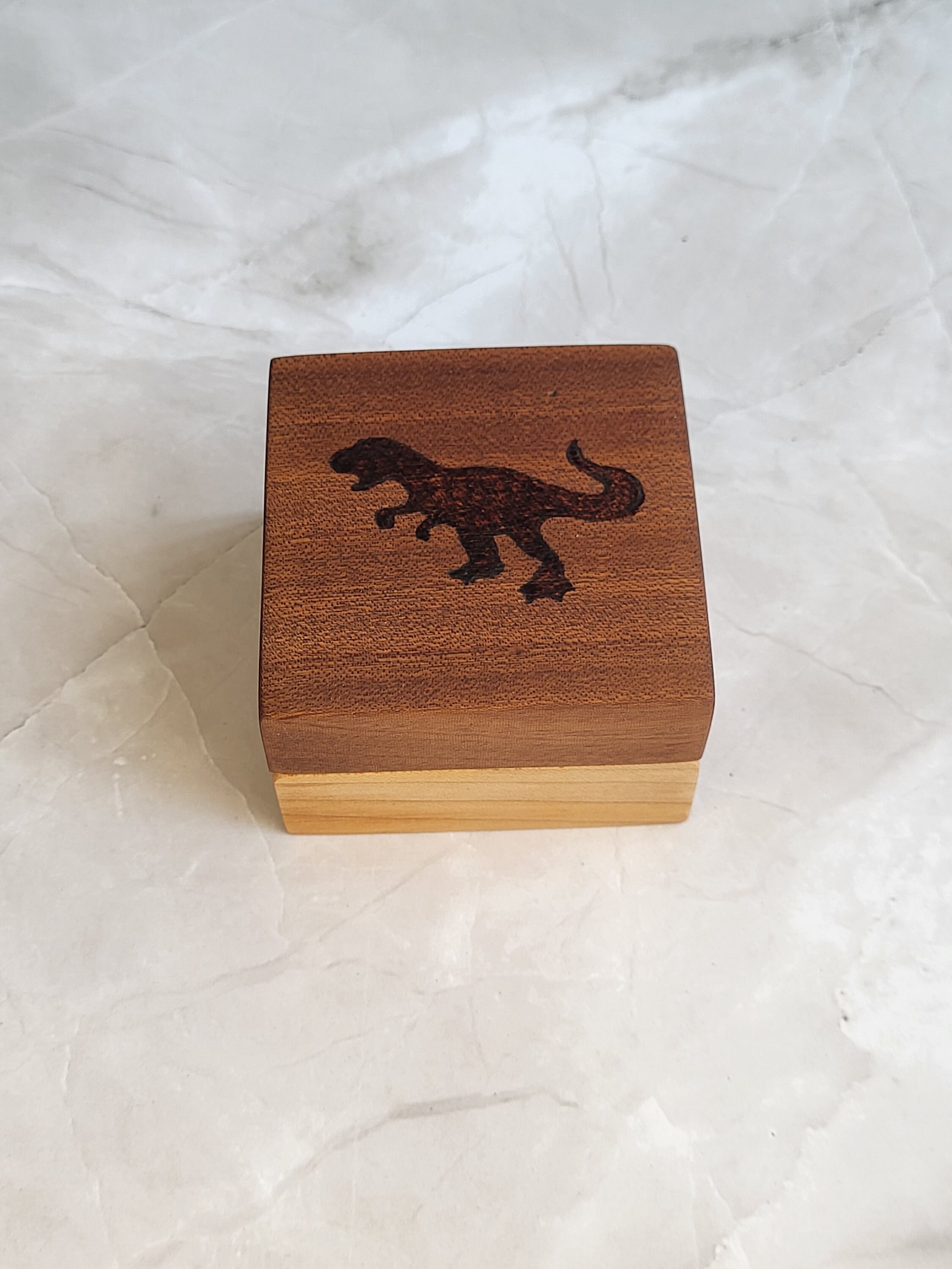 Handmade T-rex Dinosaur Wood Jewelry Box, Laser Etched Trinket Storage ...