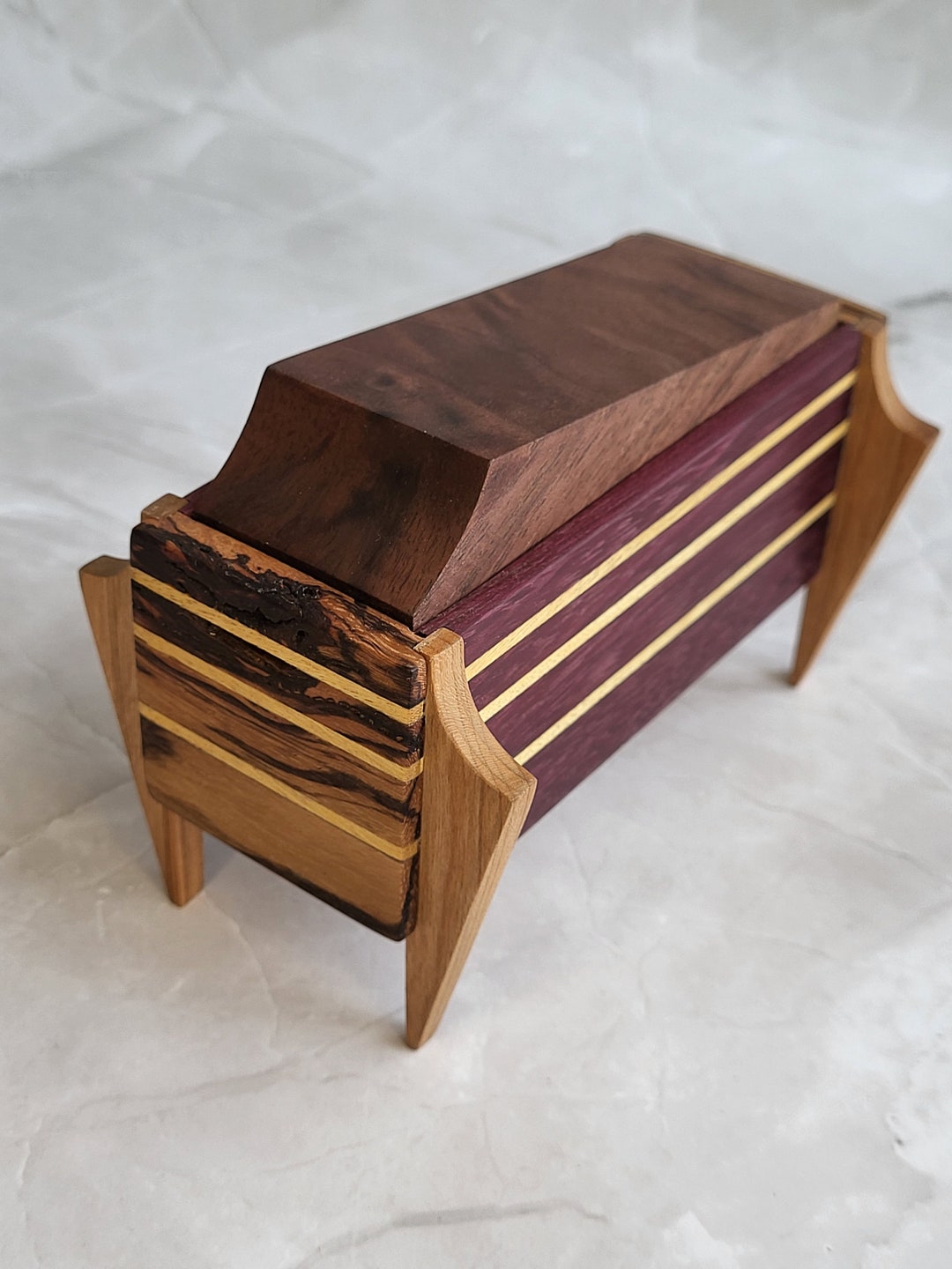 Unique Jewelry Box Wood Handmade, Zebrawood Box, 5th Anniversary Gift ...