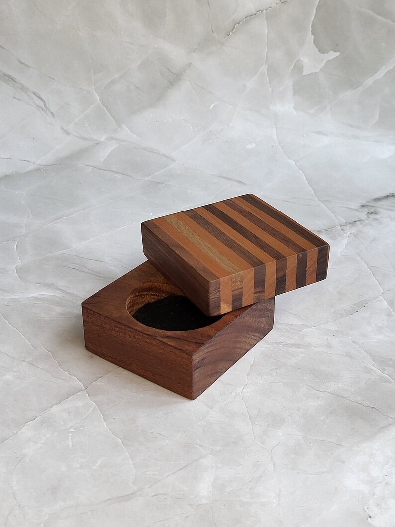 Small Jewelry Box Wood Ring Box for Men, 5th Anniversary Gift for ...