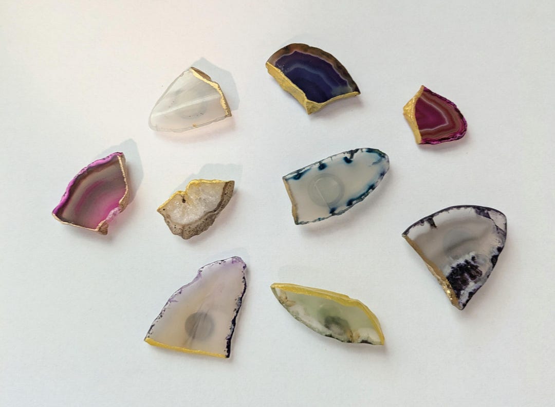 Crystal Needle Minder Geode Slice Gold Green Pink Safe Magnetic ...