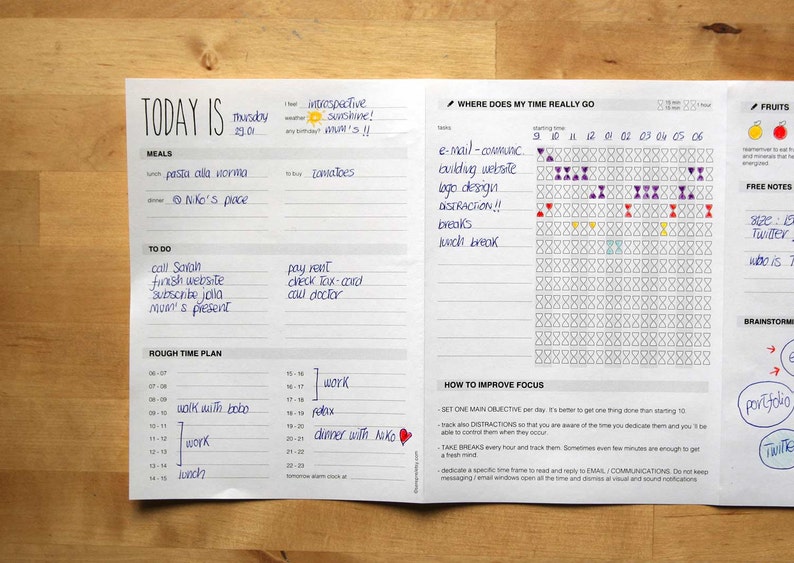 Make It Flow PRINTABLE DAILY PLANNER. Organise Your Day to Beat Mental ...