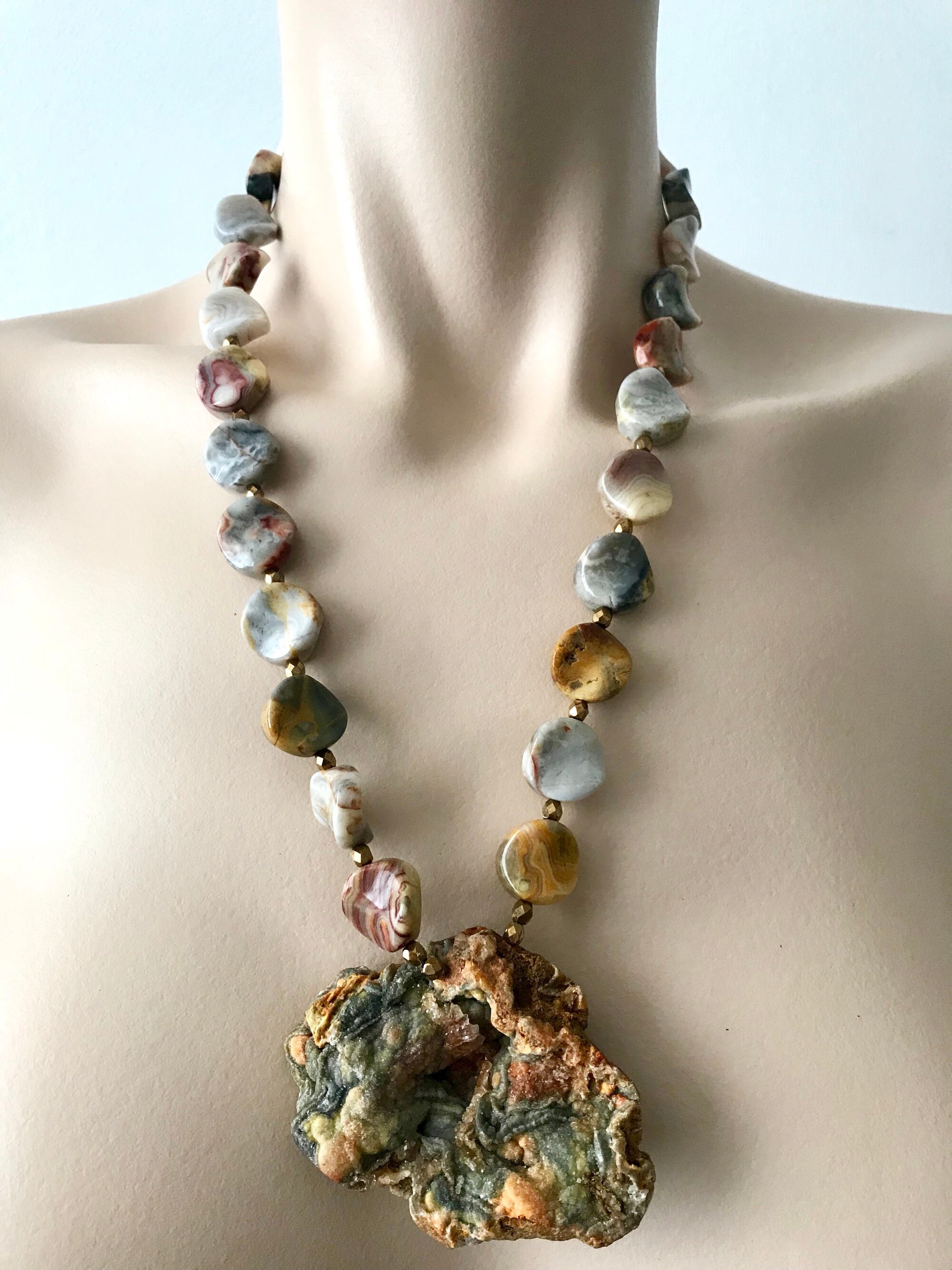 Persian Agate Necklace Fruit Colours Yellow Orange Peach Beads Big ...