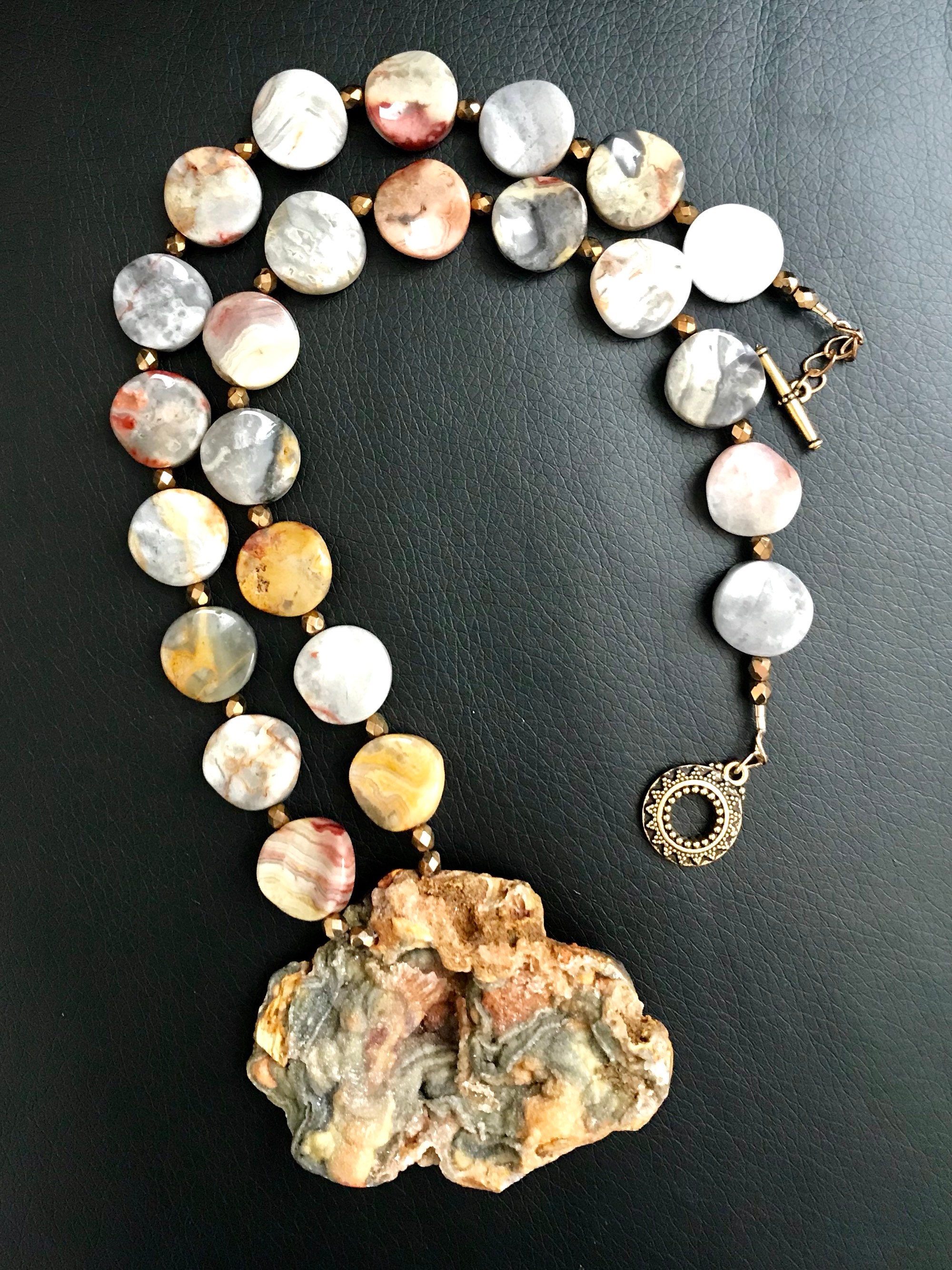 Persian Agate Necklace Fruit Colours Yellow Orange Peach Beads Big ...