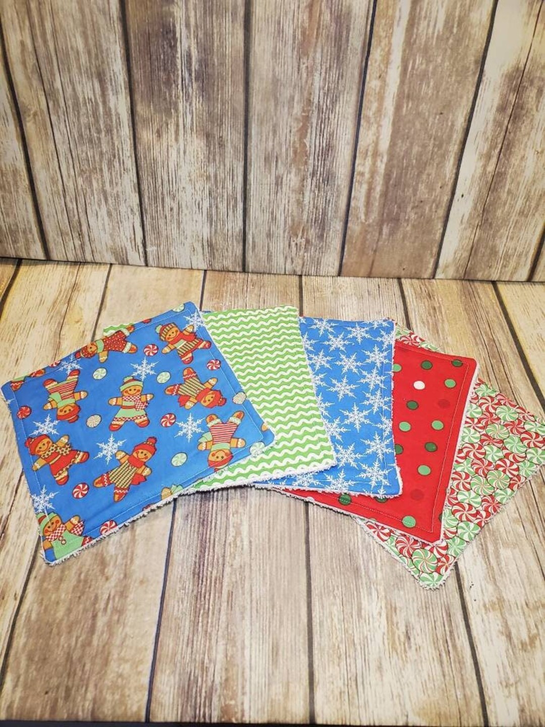 Handmade Christmas Washcloth Set: Holiday Cotton Terry Cloth Dishcloths ...