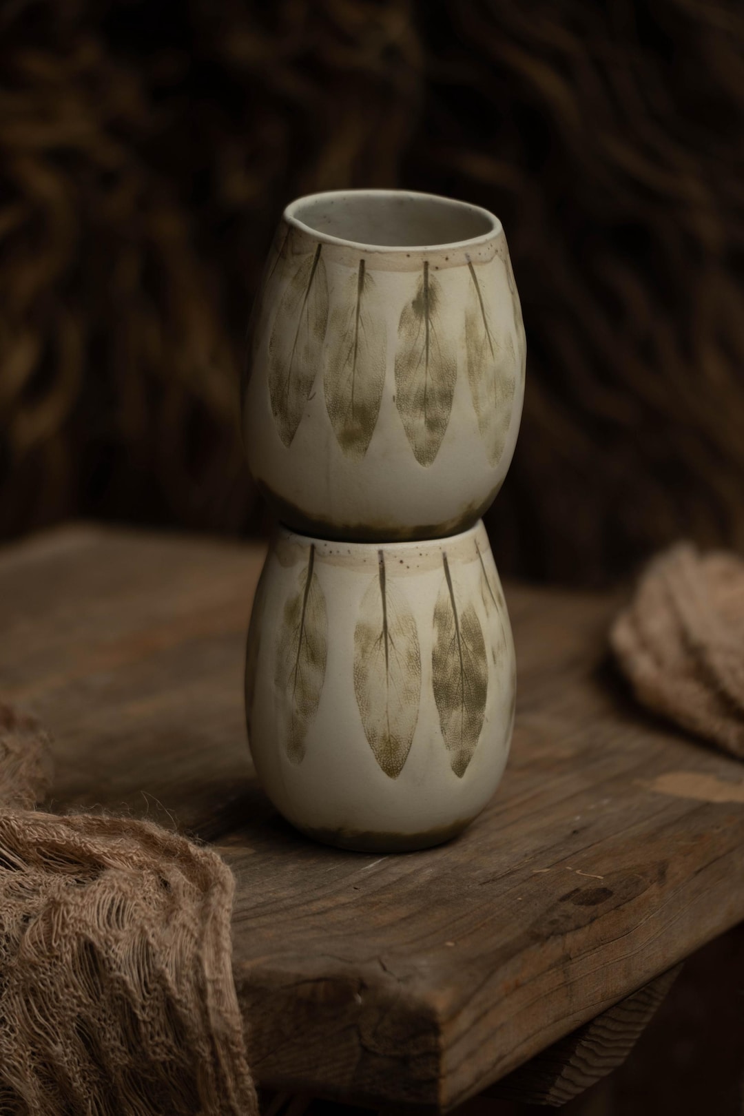 1 Handmade Sage Cup - Leaves Earthy Handmade Clay Cup - Etsy