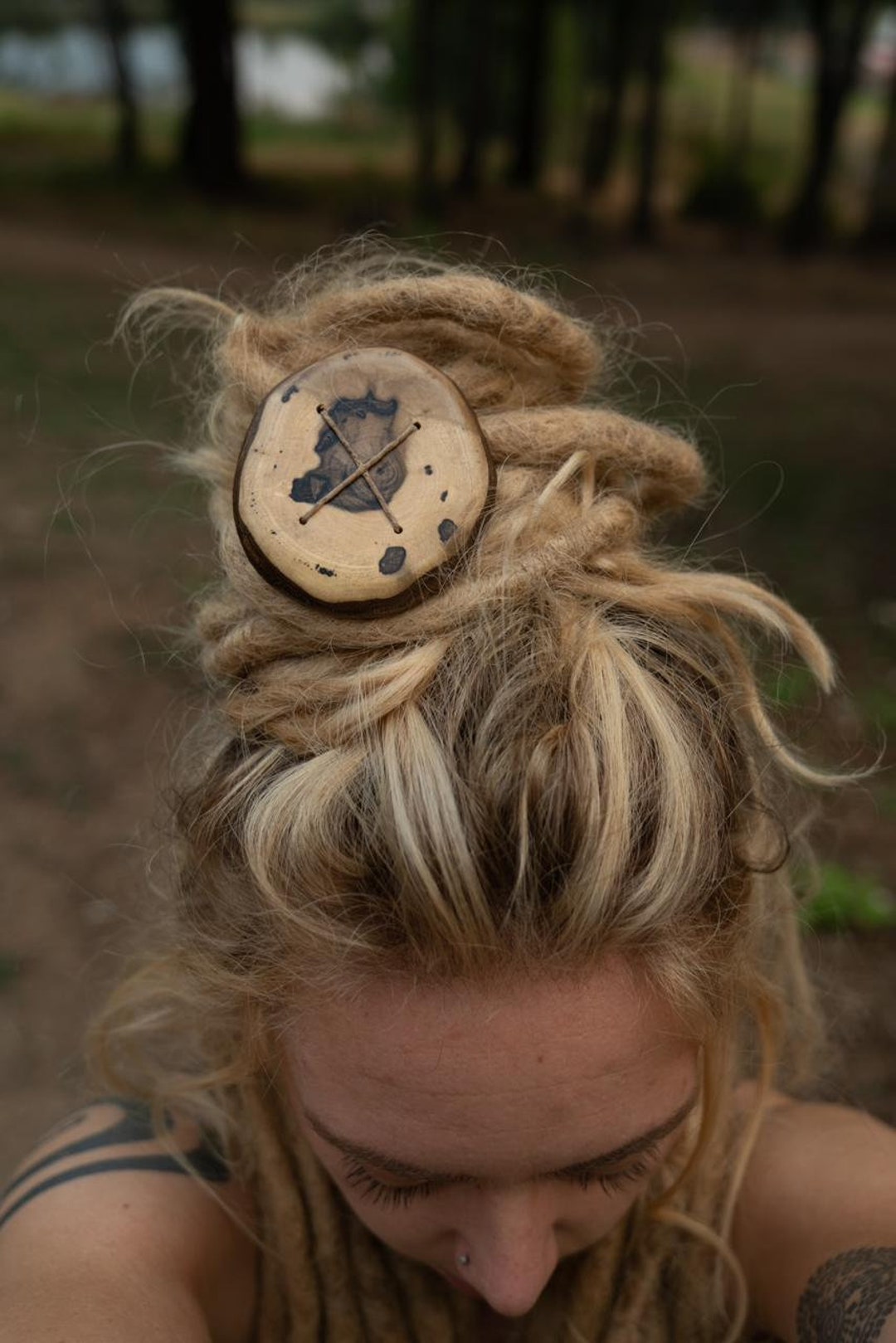 MADE TO ORDER Together We're One Giant Wooden Hair Button Dreadlock ...