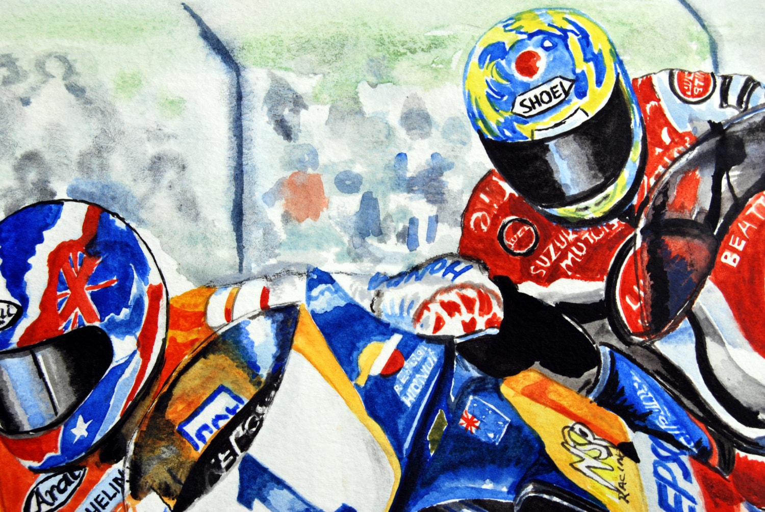 Mick Doohan GP Motorcycle Racing Art Print With Daryl Beattie,honda ...