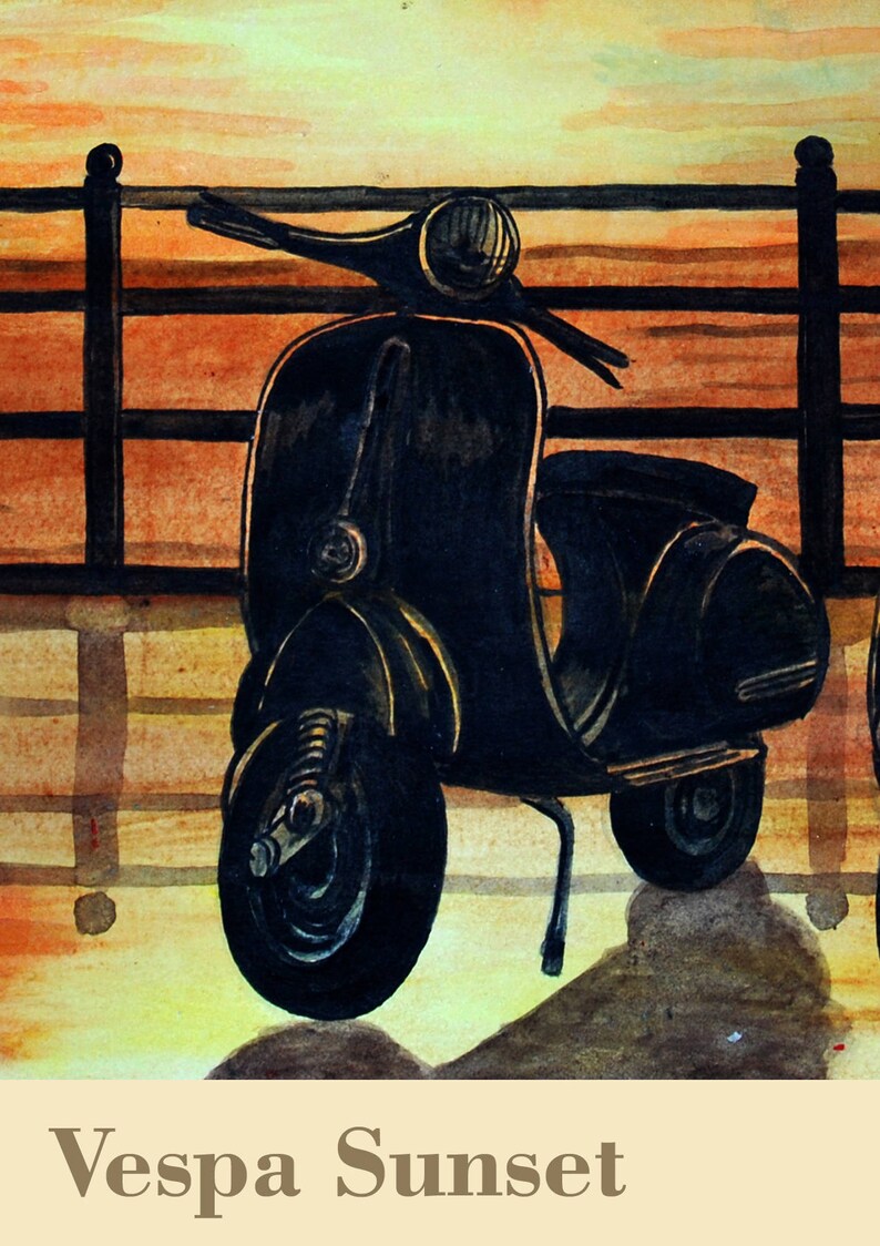 Vespa Sunset Vespa Art Print by Marshys Art the Perfect - Etsy UK