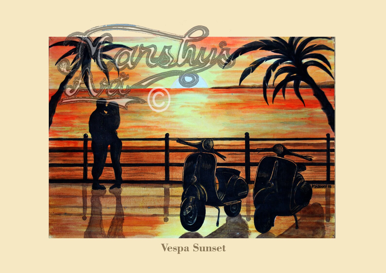 Vespa Sunset Vespa Art Print by Marshys Art the Perfect - Etsy UK