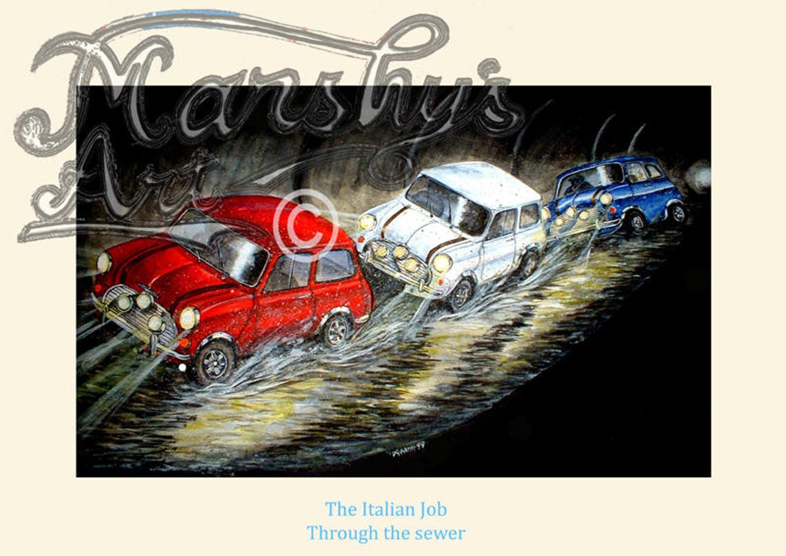 Italian Job Art Print Movie Print Mini Coopers by Marshys Art - Etsy UK