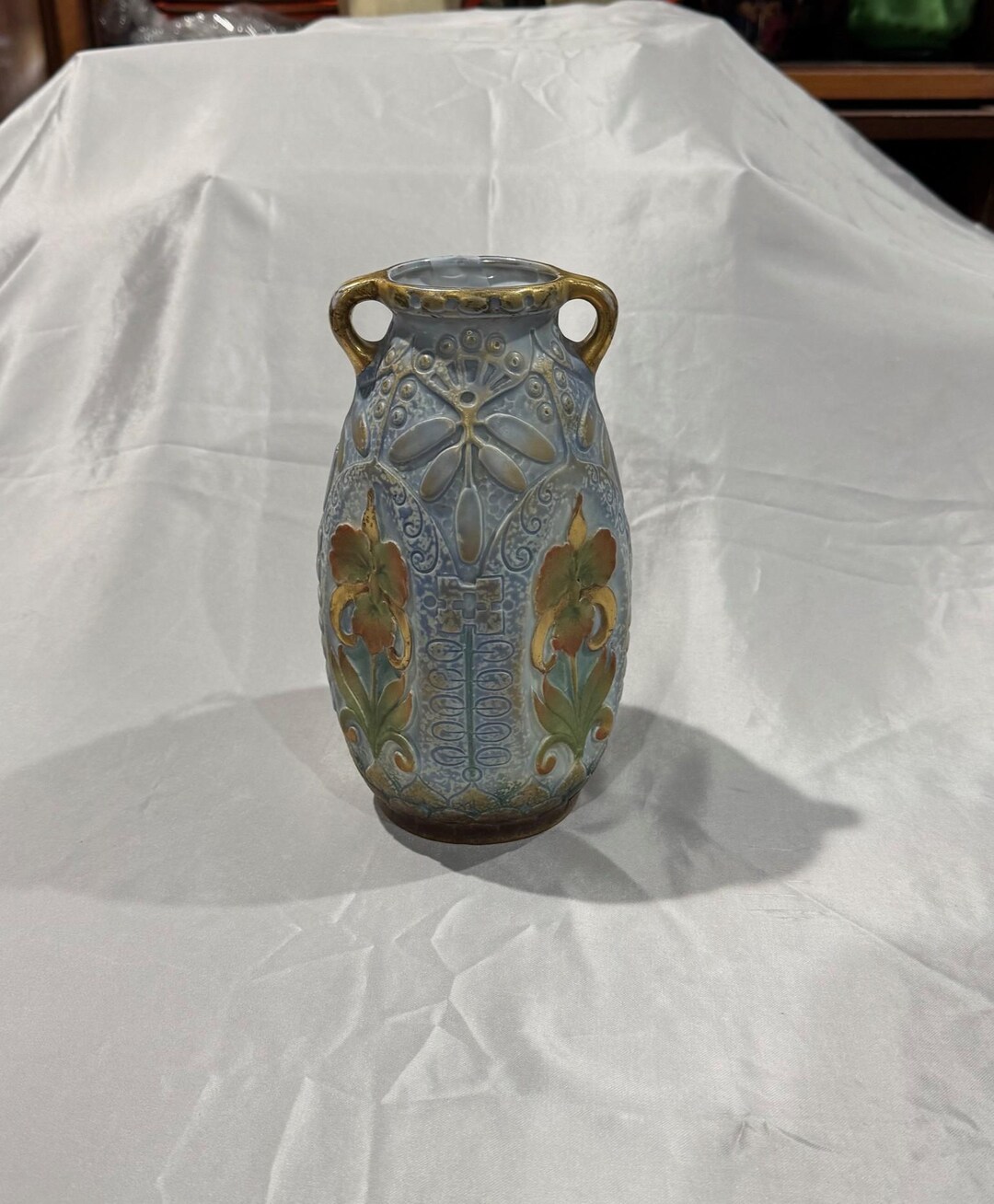 Antique Austrian Amphora Gilded Vase With Irises Austria - Etsy