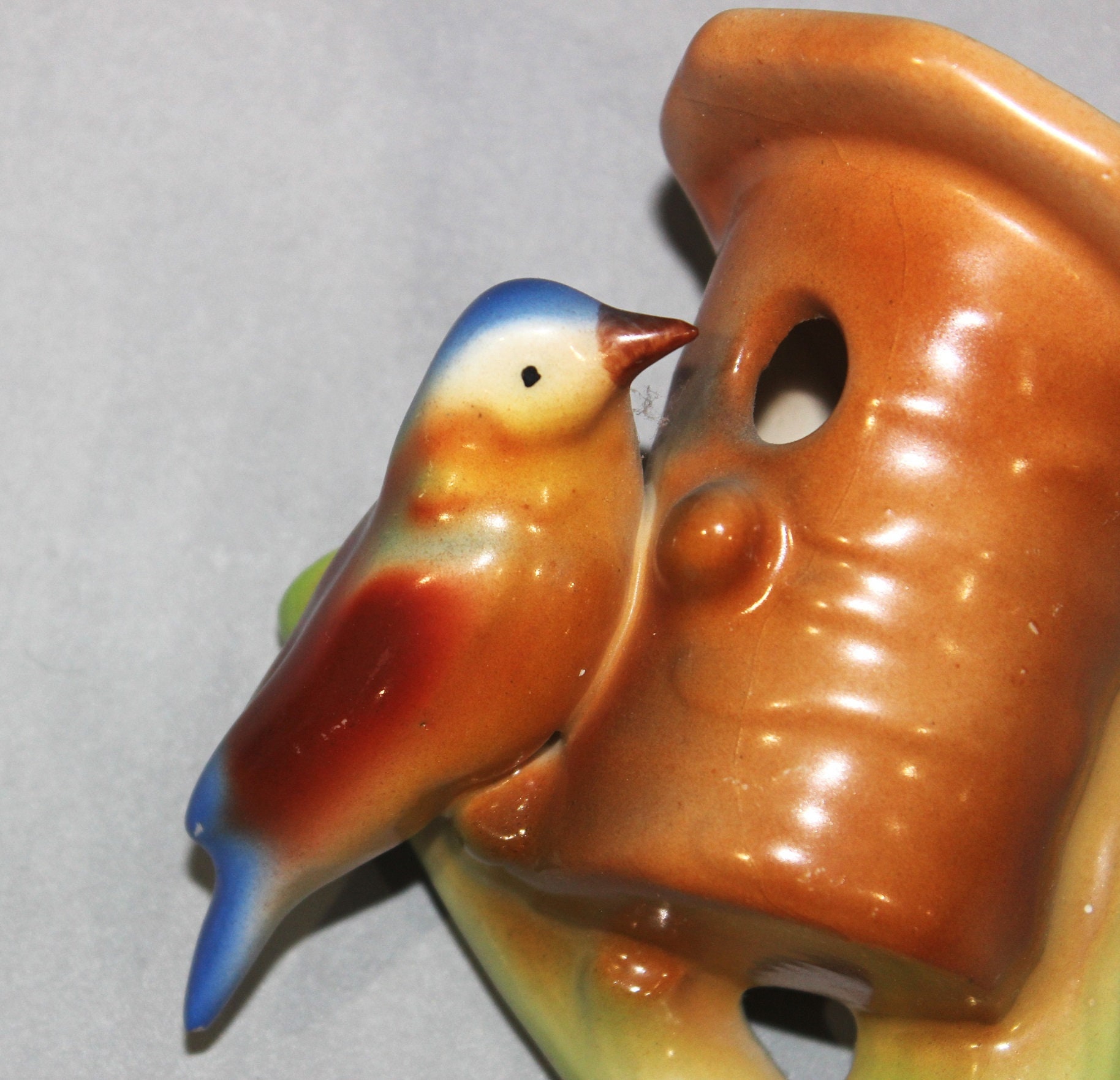 Czech Pottery Bird by Birdhouse Wall Pocket Czechoslovakia Red - Etsy