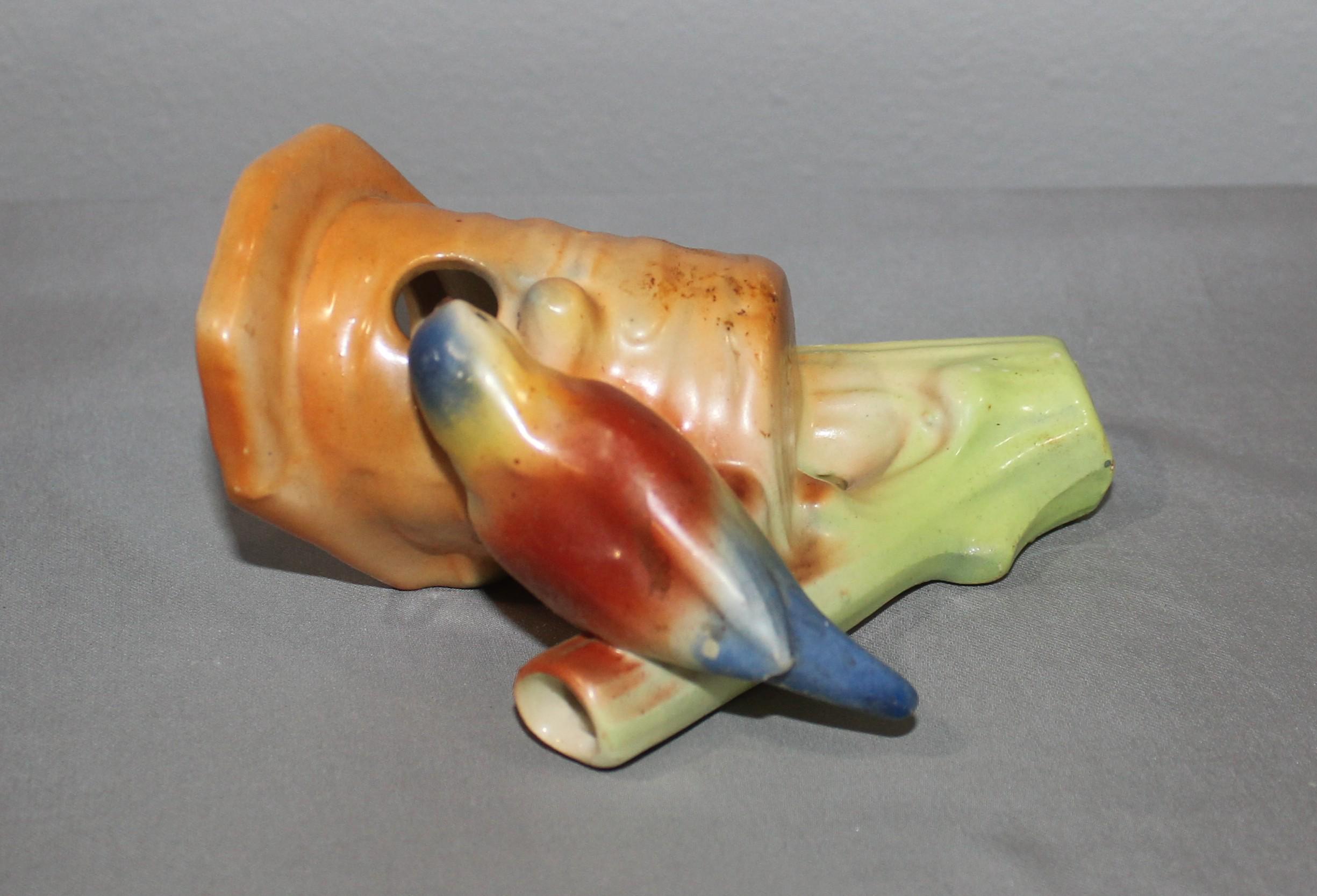 Czech Pottery Bird by Birdhouse Wall Pocket Czechoslovakia Red Dime ...