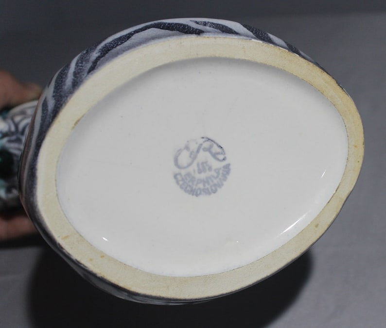 Unusual Czech Pottery Ditmar Urbach Deco Zebra Pitcher Czechoslovakia ...