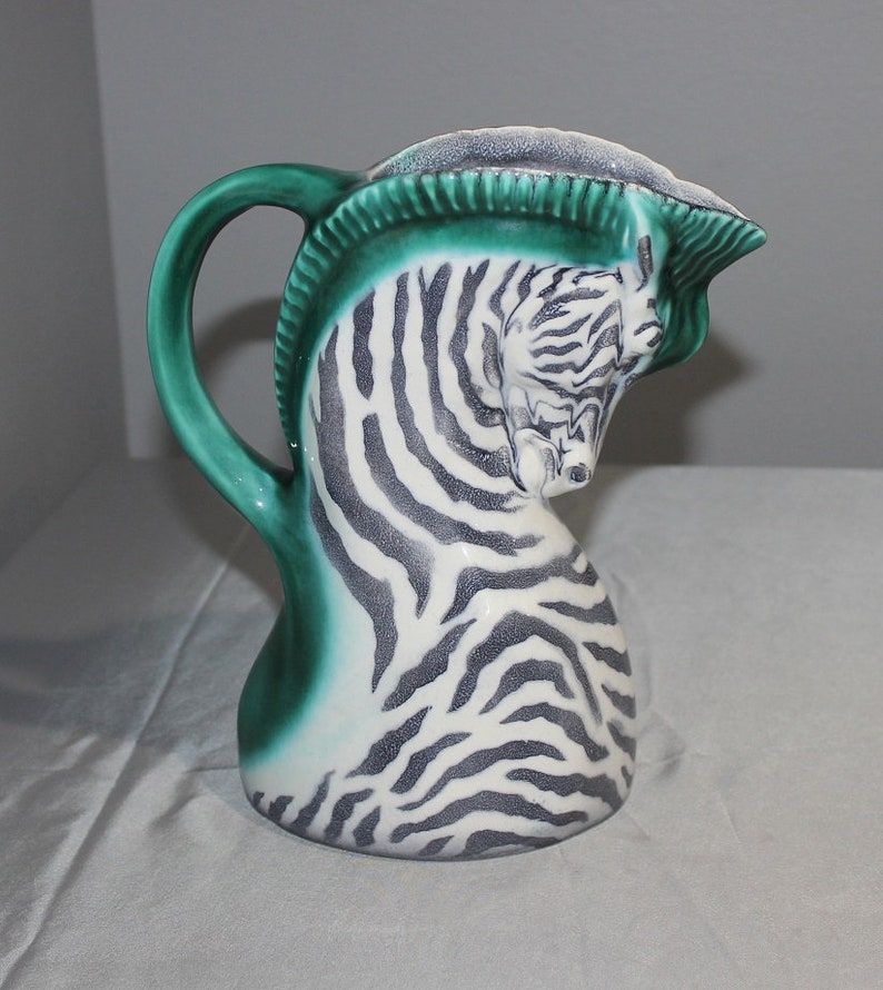 Unusual Czech Pottery Ditmar Urbach Deco Zebra Pitcher Czechoslovakia ...