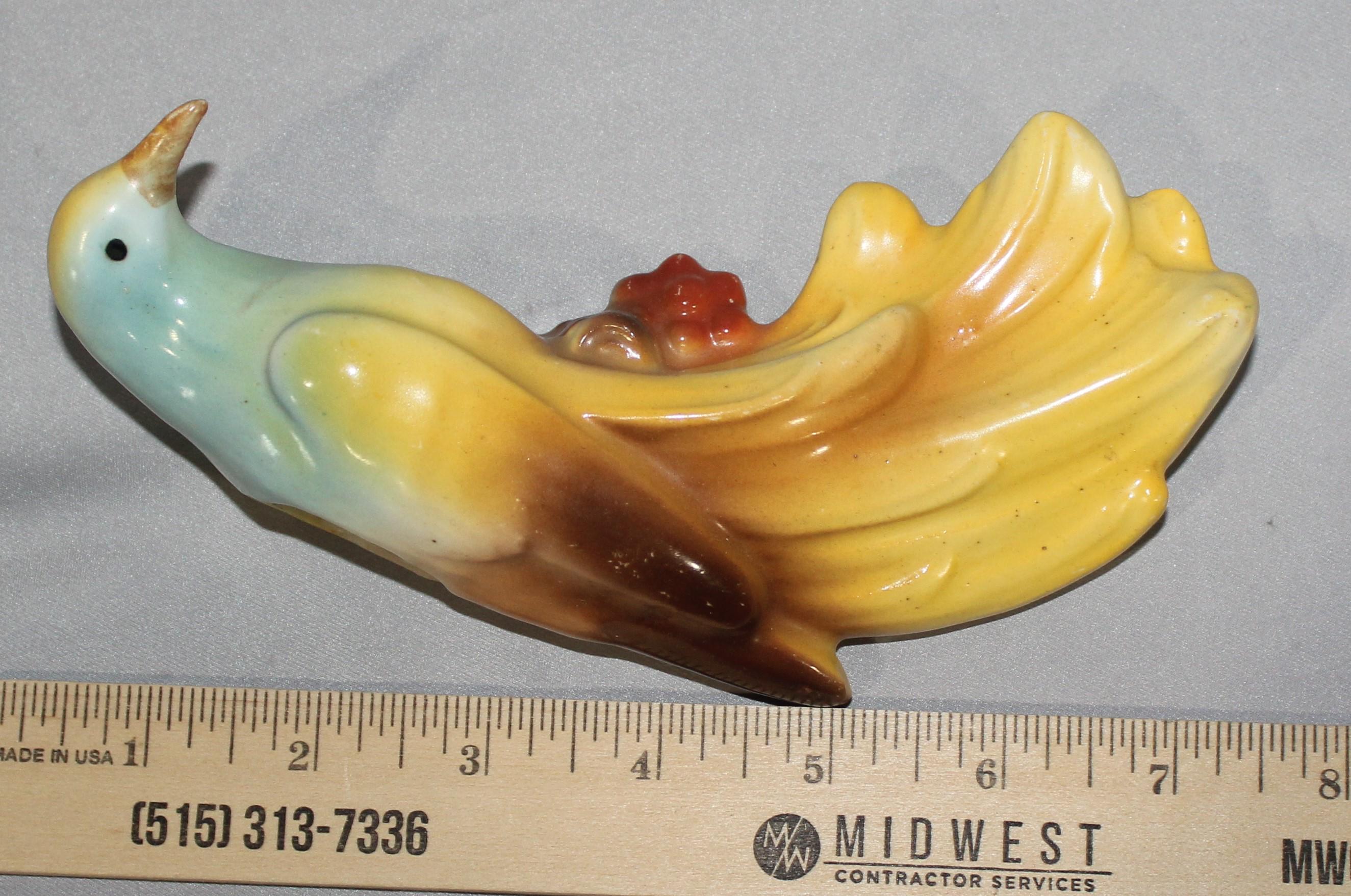 Czech Pottery Bird With Fantail Wall Pocket Czechoslovakia Red Dime ...