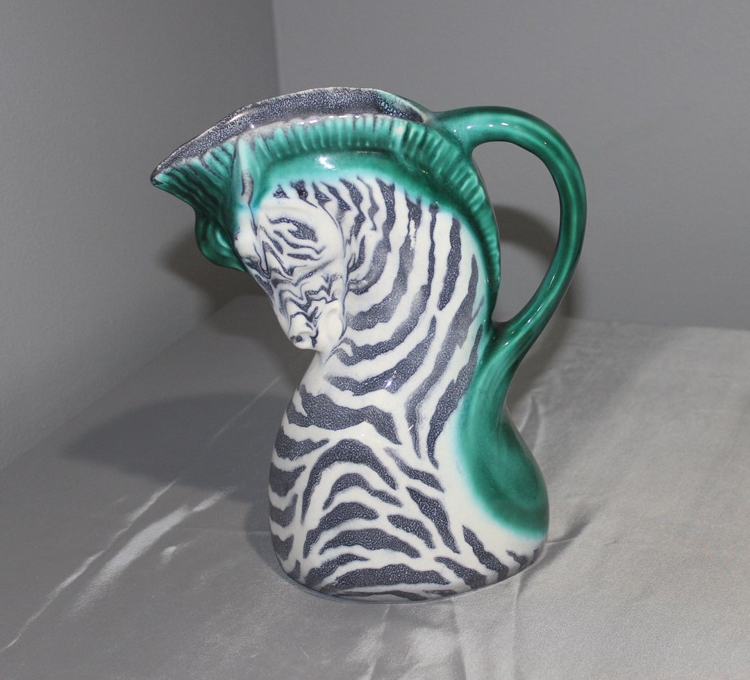 Unusual Czech Pottery Ditmar Urbach Deco Zebra Pitcher Czechoslovakia ...