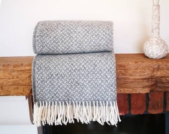 Wool Throw Blanket Bed Throw Blanket Bed Cover Grey Blanket | Etsy