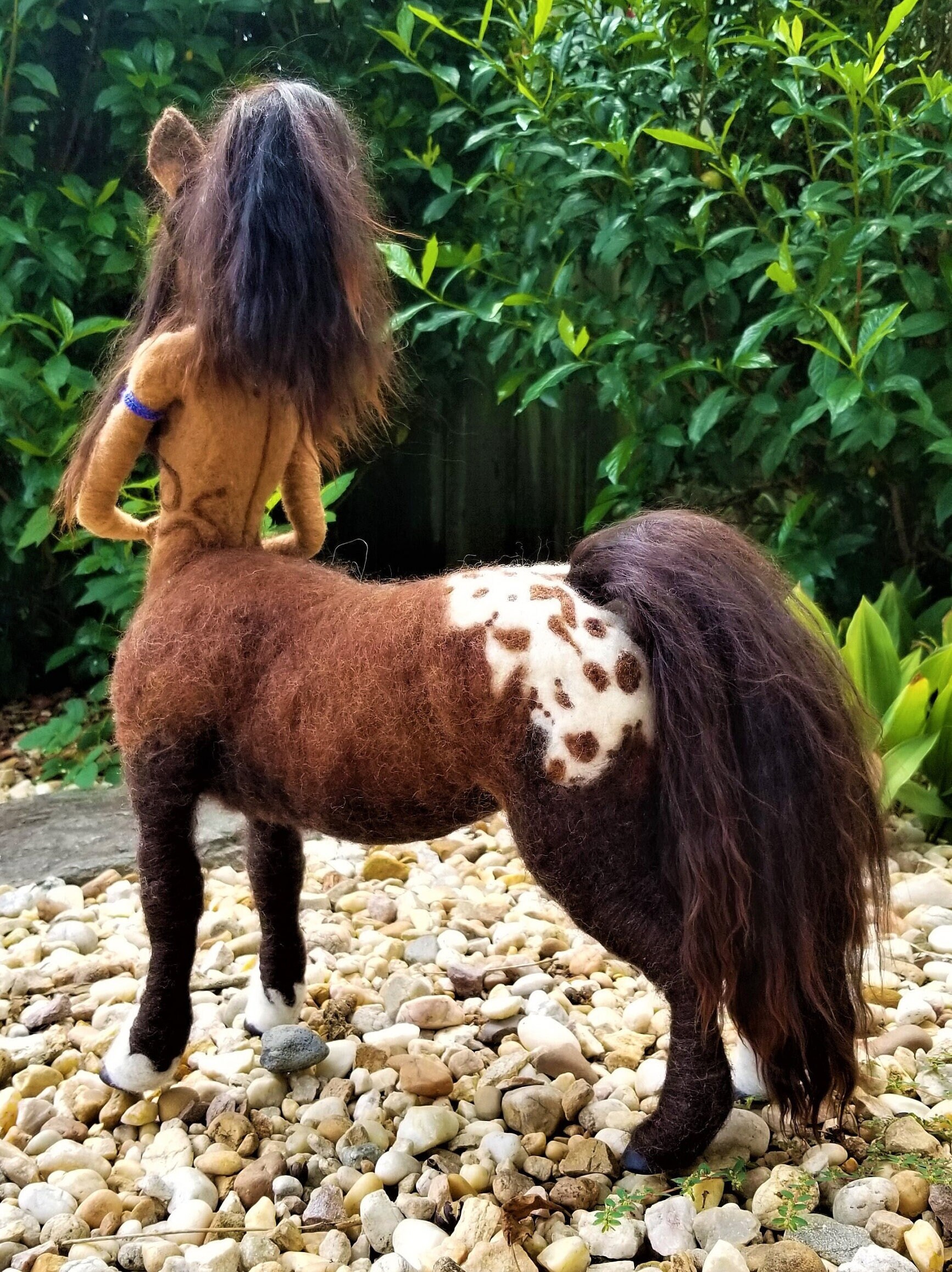 Needle Felted Centaur Sculpture, Handmade Wool Female Warrior, Semi ...