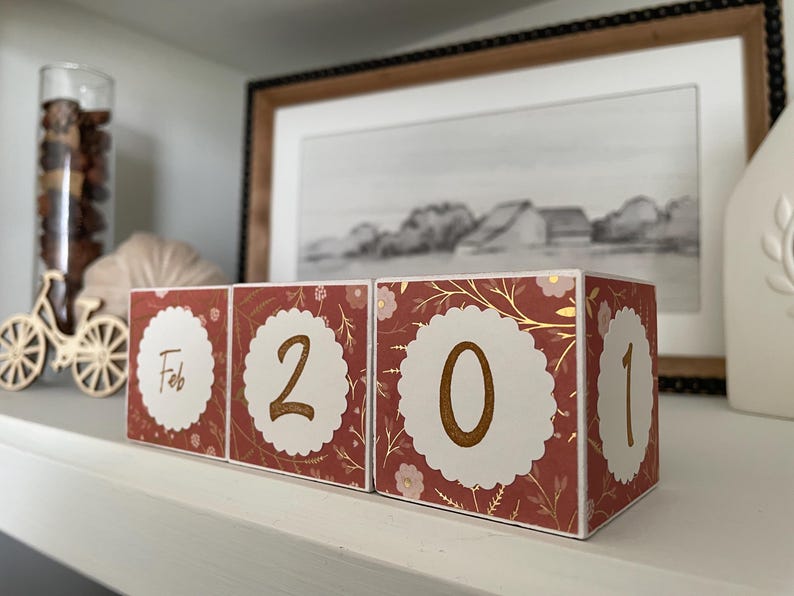Cottagecore Calendar | Rustic Floral Wooden Desk Decor | Handmade Home ...