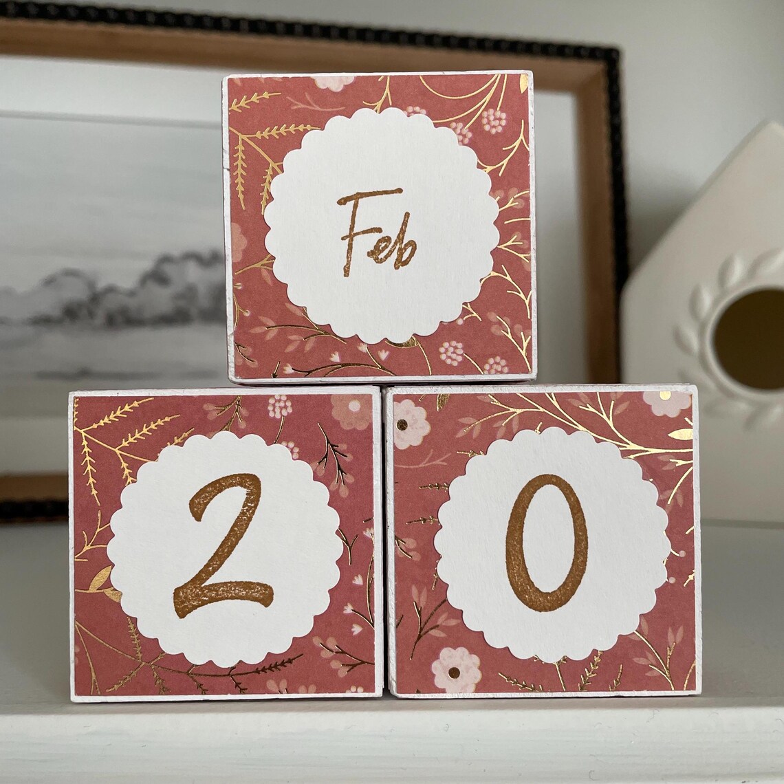 Cottagecore Calendar | Rustic Floral Wooden Desk Decor | Handmade Home ...