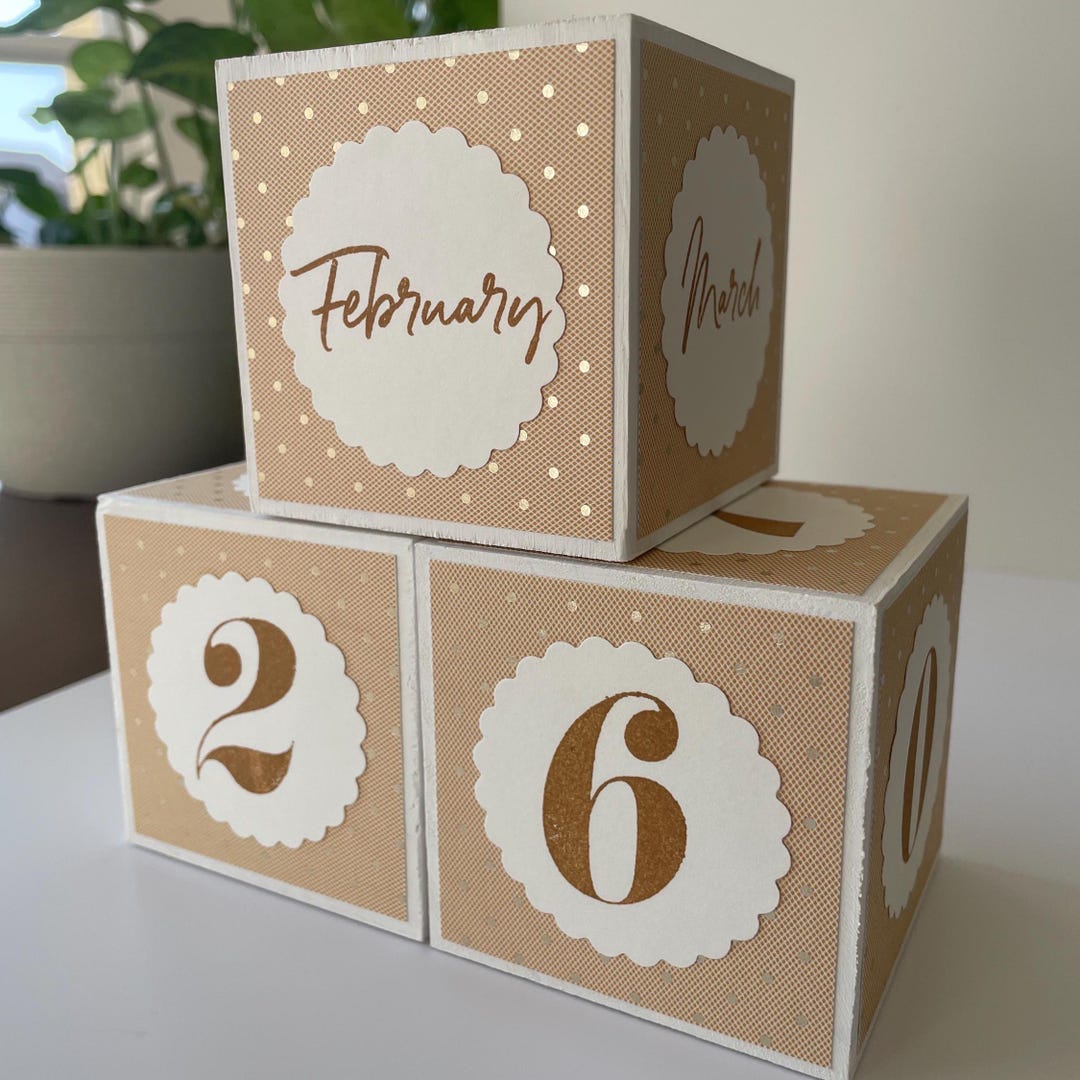 Polka Dot Calendar - Perpetual Wooden Block Desk Calendar - Gold Home & Office Decor - Teacher ...