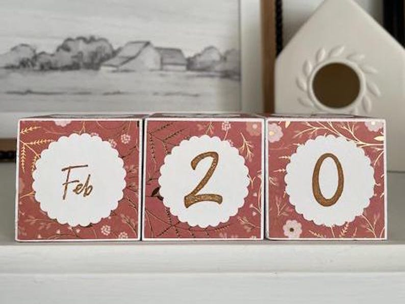 Cottagecore Calendar | Rustic Floral Wooden Desk Decor | Handmade Home ...