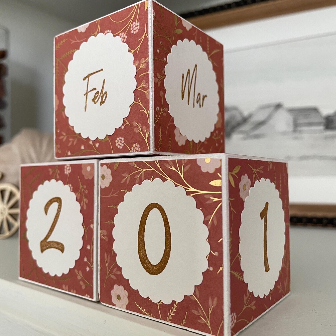 Cottagecore Calendar | Rustic Floral Wooden Desk Decor | Handmade Home ...