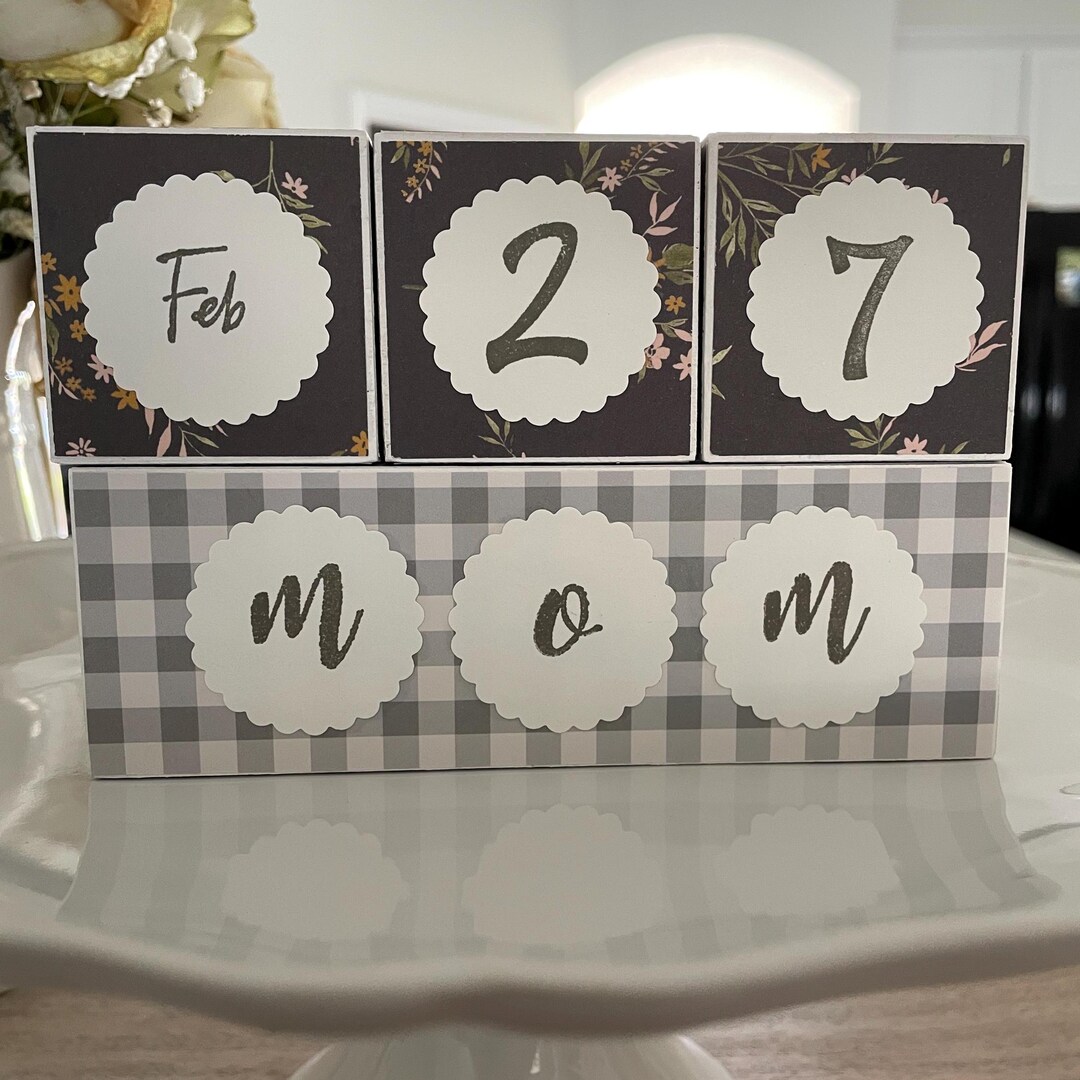 Mom Calendar | Handmade Perpetual Block Calendar | Gingham & Floral ...