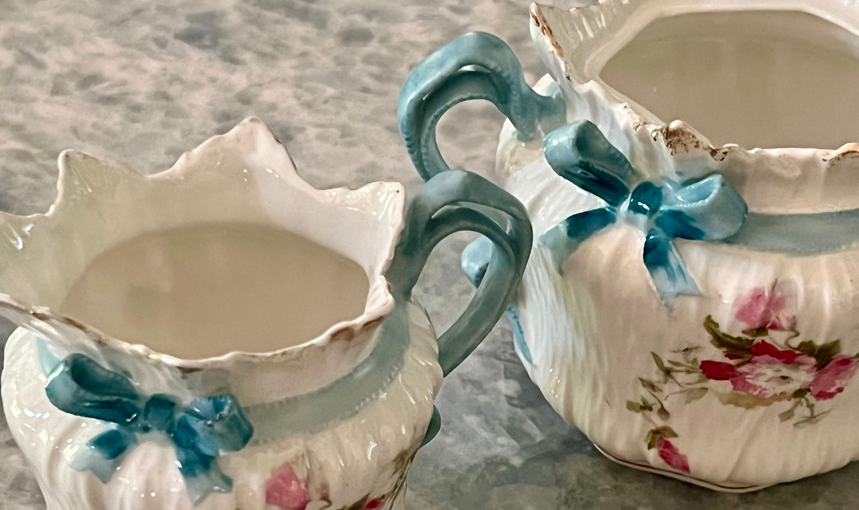 R.S. Prussia Creamer and Sugar Set: Blue Ribbon Porcelain - Etsy