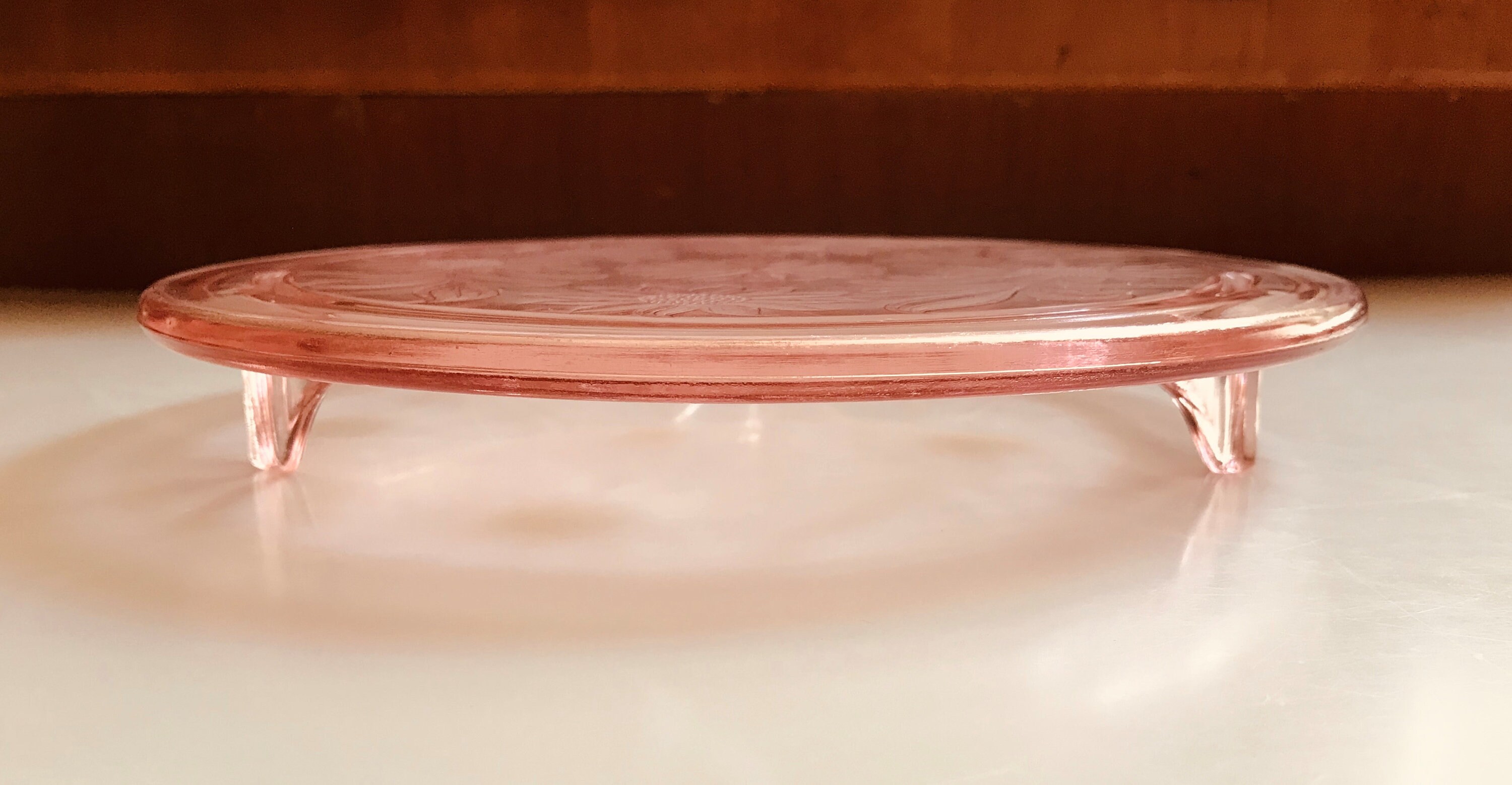 Pink and Green Depression Glass Cake or Tart Stands by Jeannette ...