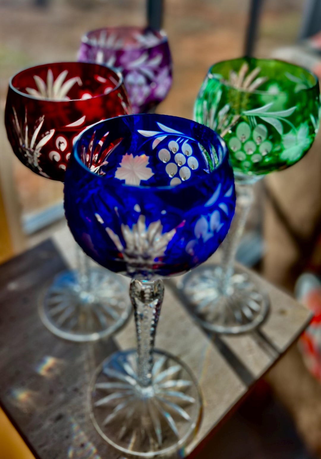 Bohemian Lead Crystal Wine Goblets - Etsy