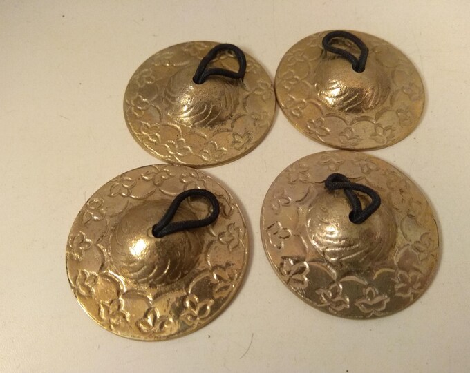 Vintage Brass,belly Dancing Small Domed Hand Fingers Cymbals Instrument ...