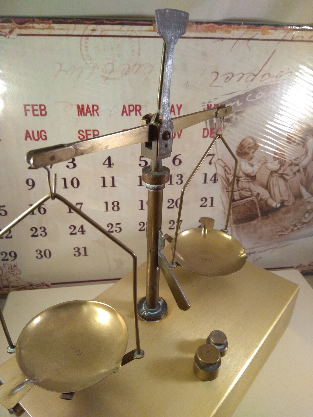 Vintage Brass Scale Libra,miniature,with Weights, Custom Base, ,, - Etsy