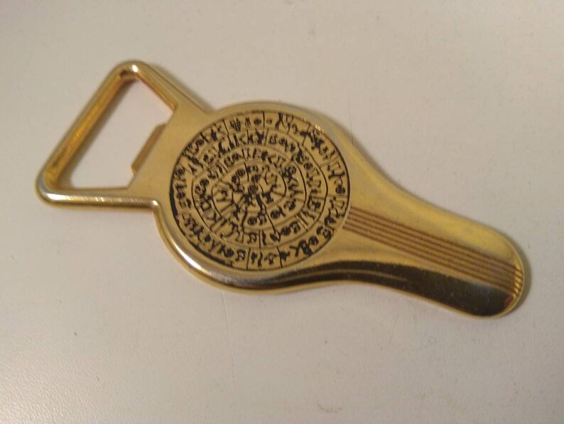 Vintage Brass,metal Enamel Bottle Opener,greek ,phestos Disk - Etsy