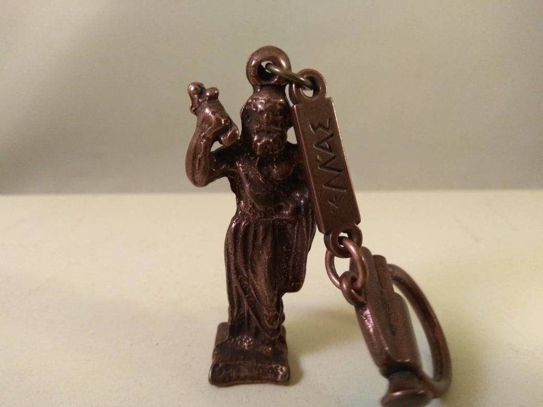 Vintage Metal Brass, Copper ,key Ring,keychain Zeus Figure - Etsy