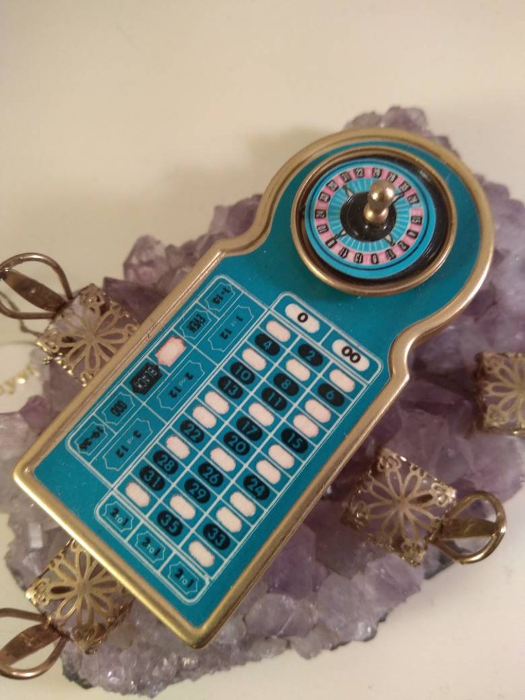 Vintage Roulette Miniature on Amethyst Rock - Etsy Canada