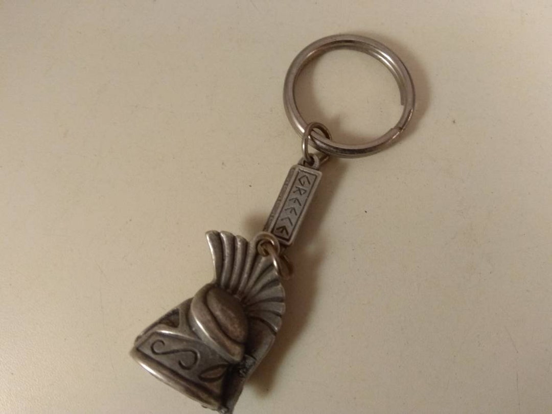 Vintage Metal Silver Tone,key Ring,keychain,ancient Greek Helmet - Etsy
