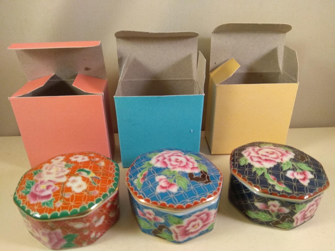 Vintage Japanese Set Boxes,trinket Boxes Ceramic,, Jewelry Boxes,tiny Boxes... Collection of 3 ...