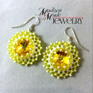 3-way Rivoli Earrings, PDF Beading Tutorial, Beadweaving Pattern ...