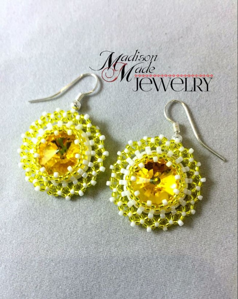 3-way Rivoli Earrings, PDF Beading Tutorial, Beadweaving Pattern ...