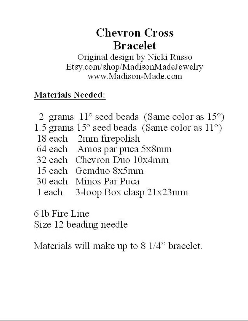 Chevron Cross Bracelet, PDF Beading Tutorial, Beadweaving Pattern ...