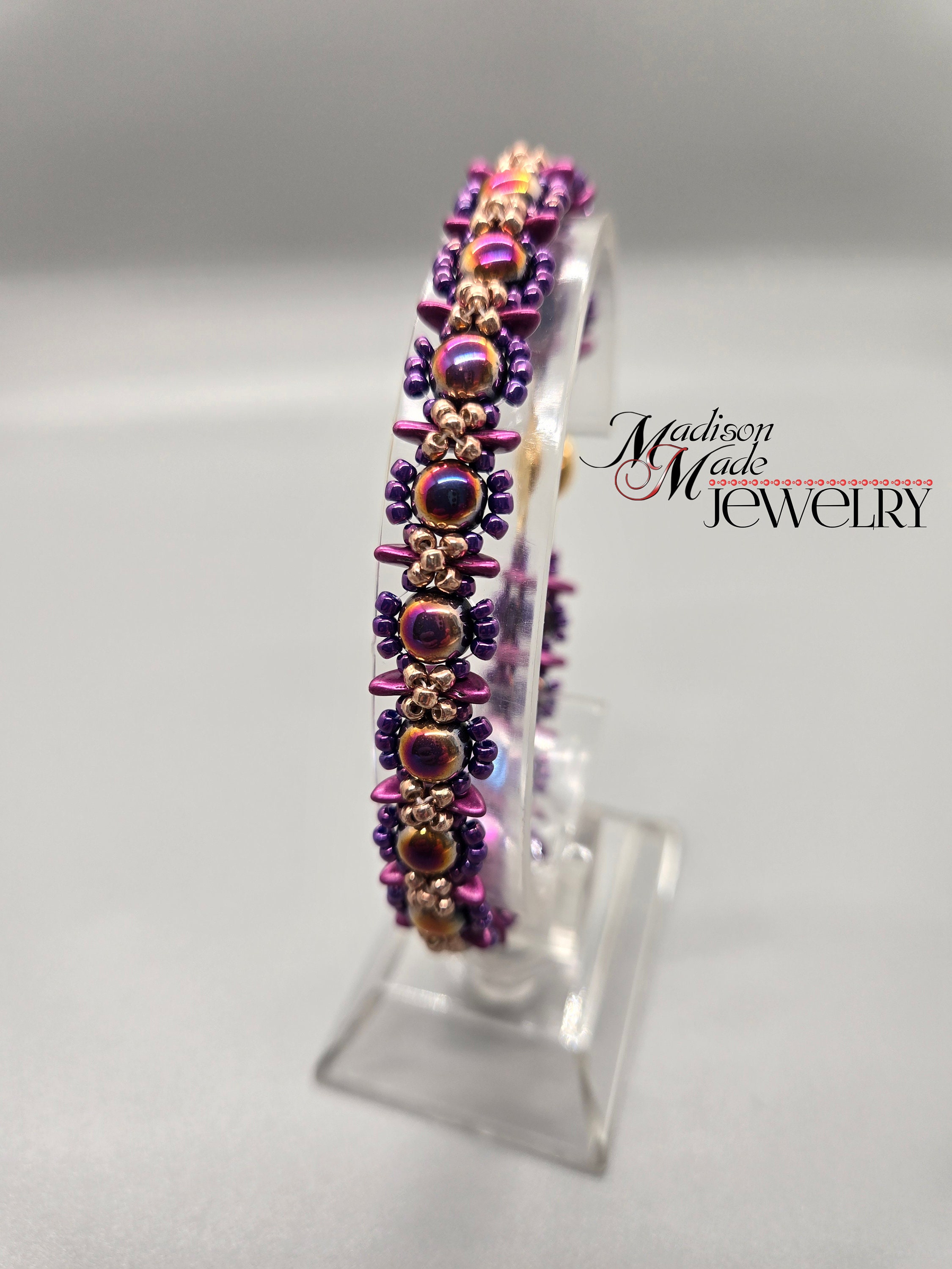 BEADS ONLY Hugs & Kisses Bracelet, Beginner, Seed Beads, 2 Hole Cabs, 2 ...