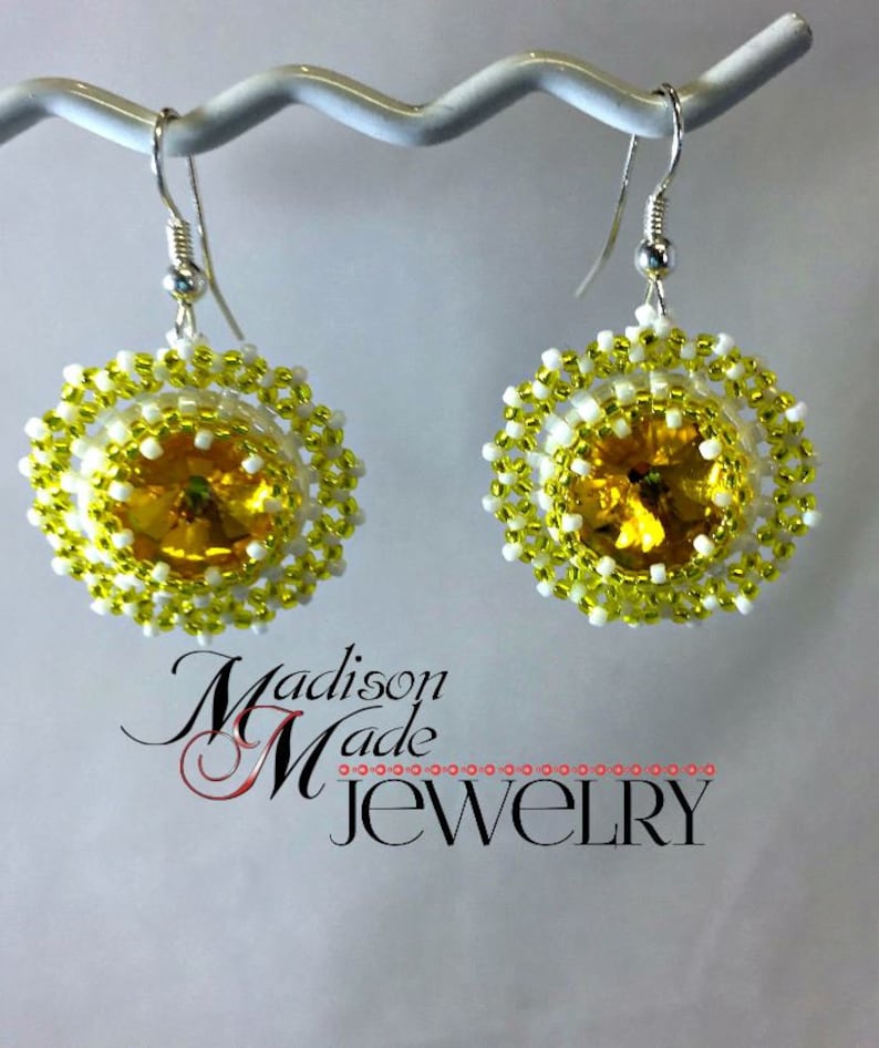 3-way Rivoli Earrings, PDF Beading Tutorial, Beadweaving Pattern ...