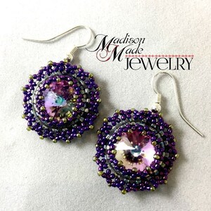 3-way Rivoli Earrings, PDF Beading Tutorial, Beadweaving Pattern ...