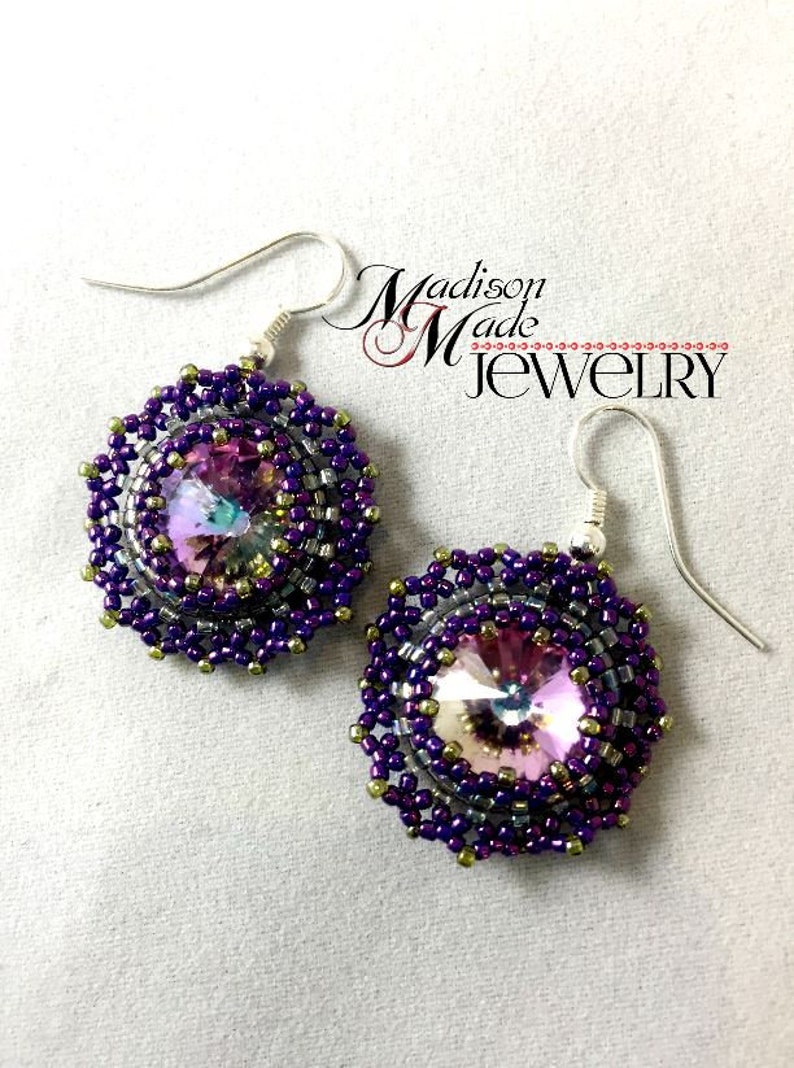 3-way Rivoli Earrings, PDF Beading Tutorial, Beadweaving Pattern ...