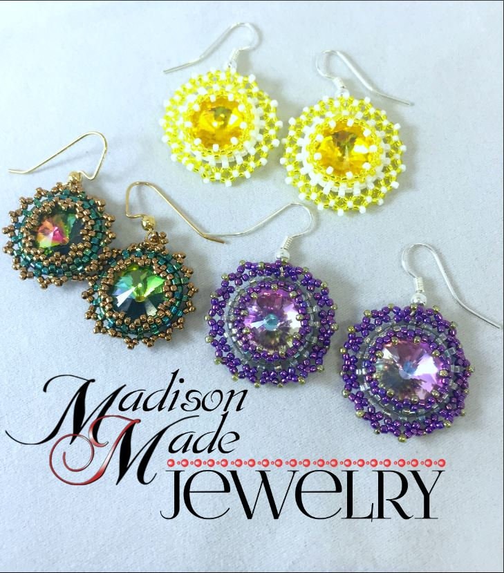 3-way Rivoli Earrings, PDF Beading Tutorial, Beadweaving Pattern ...