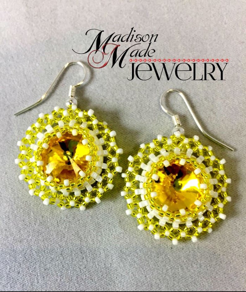 3-way Rivoli Earrings, PDF Beading Tutorial, Beadweaving Pattern ...